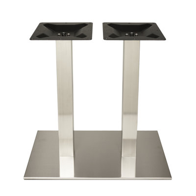 BFMSEATING Elite Brushed Stainless 16x30" Rectangular Outdoor Dining Height Table Base Double ...